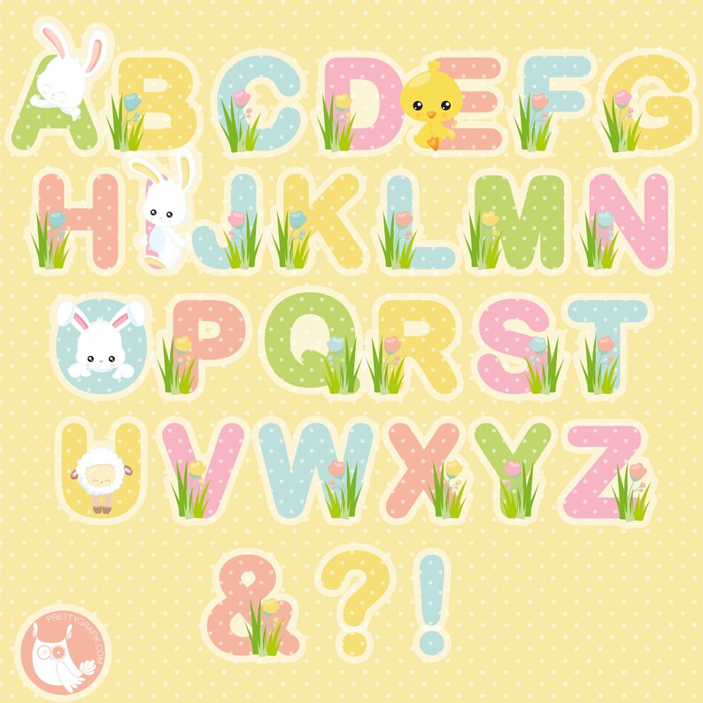 Easter Alphabet Clipart Clipart Commercial Use Vector - Etsy