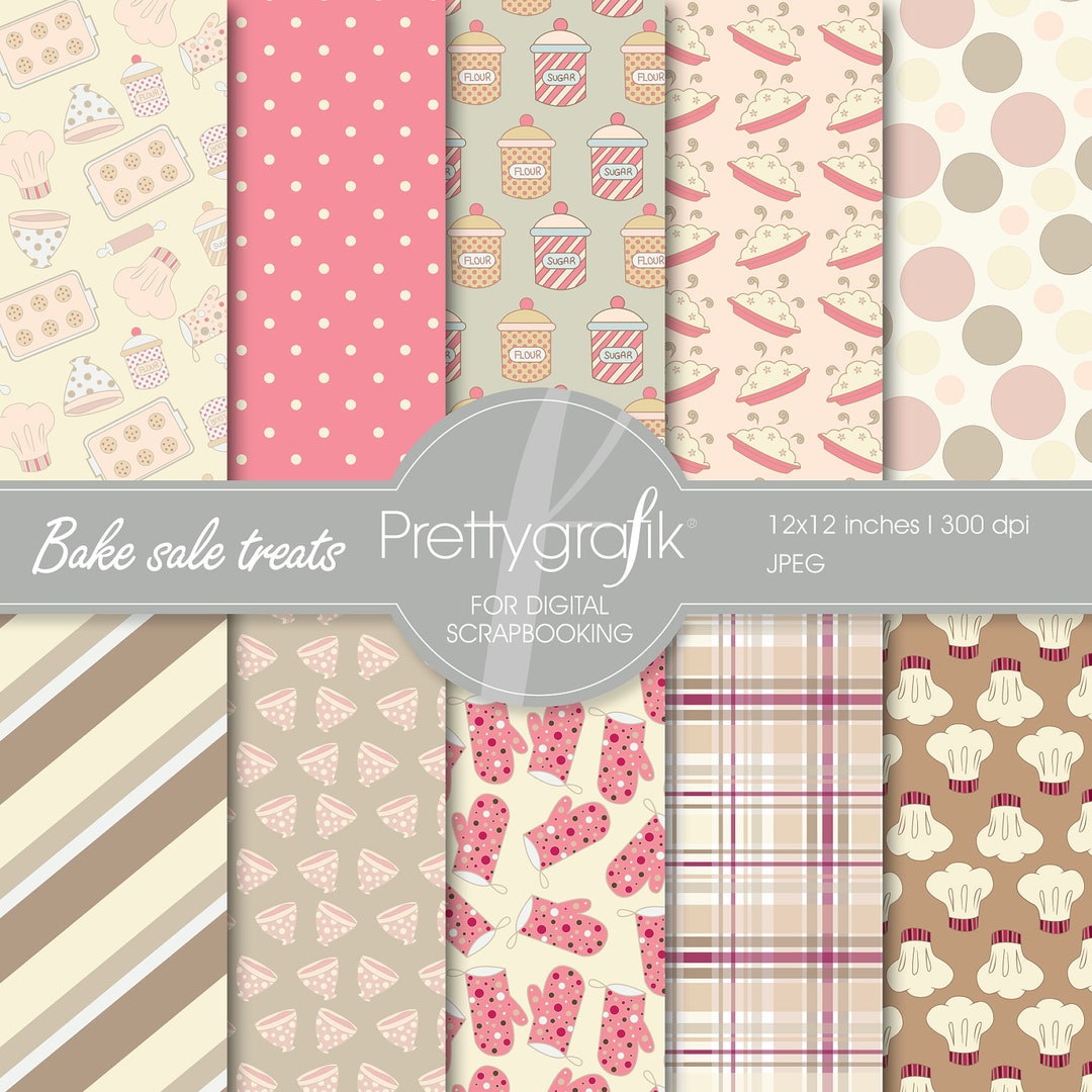Bake Sale Treats Digital Paper, Commercial Use, Scrapbook Patterns ...