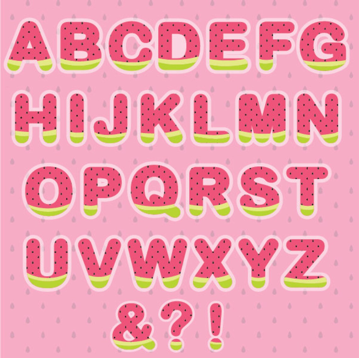 Watermelon Alphabet Numbers Clipart Fruit Clipart Commercial - Etsy