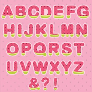 Watermelon Alphabet, Numbers Clipart, Fruit Clipart Commercial Use ...