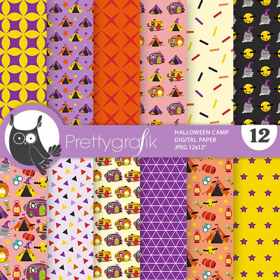 Halloween Camp, papers, commercial use, scrapbook papers, background ...