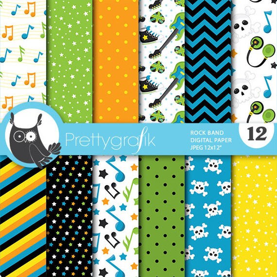 Rock star digital patterns, commercial use, scrapbook papers ...