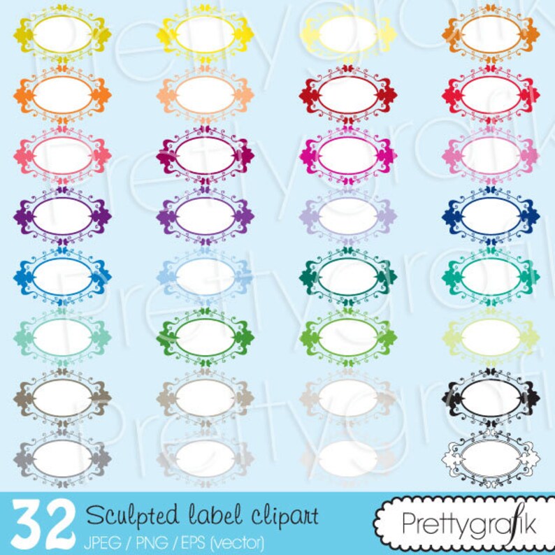 32 Sculpted Label Clipart Commercial Use Vector Graphics - Etsy