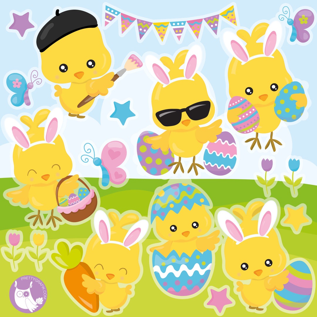 Easter Chicks Clipart Clipart Commercial Use Vector - Etsy