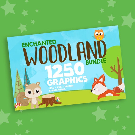Enchanted woodland graphic set, animal clipart commercial use, woodland ...