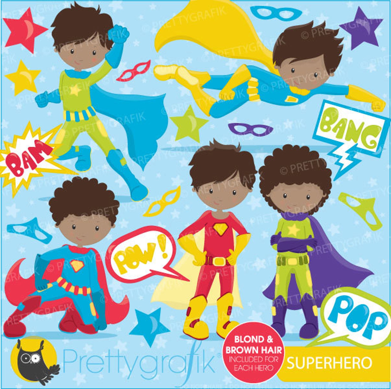 Superhero Clipart Commercial Use Vector Graphics Digital - Etsy