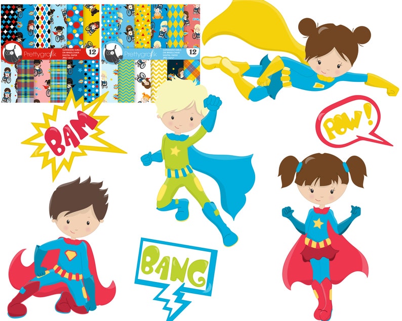 SUPERHERO BUNDLE Graphic Set Clipart Commercial Use Fantasy - Etsy