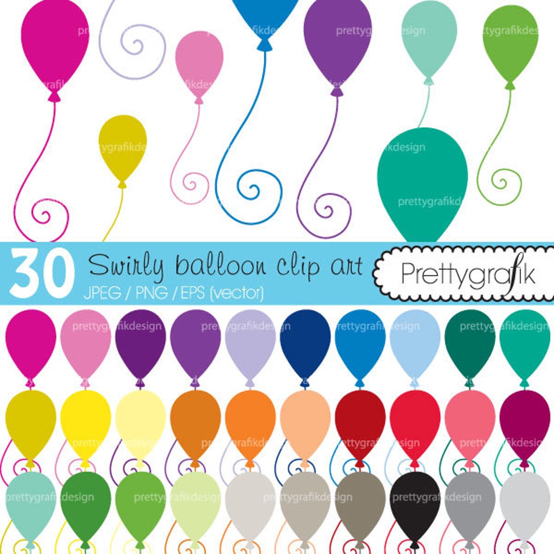 30 Balloons Clipart Commercial Use, Vector Graphics, Digital Clip Art ...