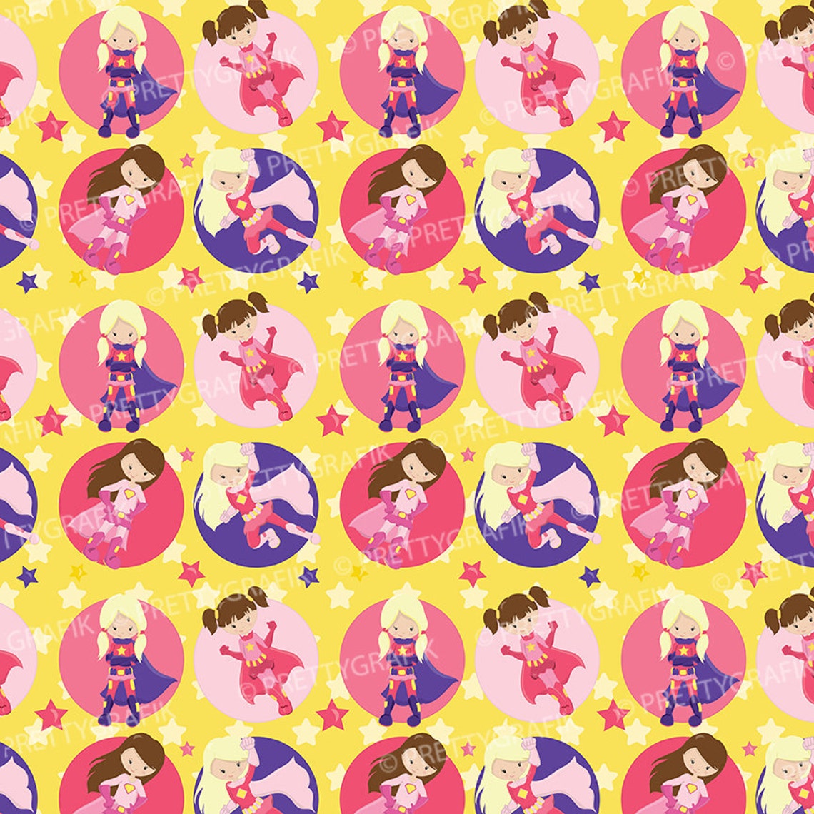 Superhero Girls Digital Paper Commercial Use Scrapbook - Etsy