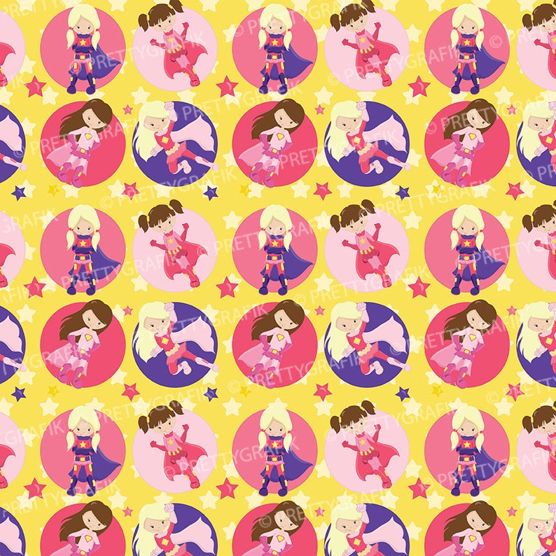 Superhero Girls Digital Paper Commercial Use Scrapbook - Etsy