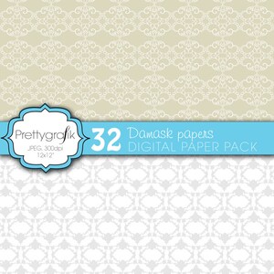 Damask Digital Paper, Commercial Use, Scrapbook Patterns, Background ...