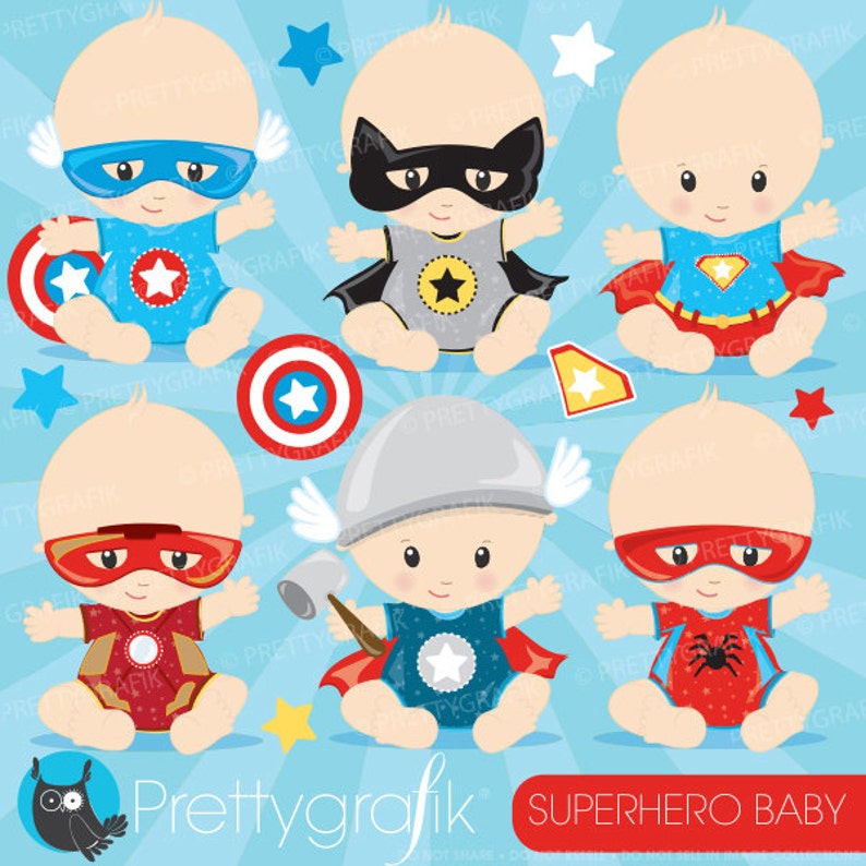 Superhero Baby Clipart Commercial Use Baby Hero Vector - Etsy