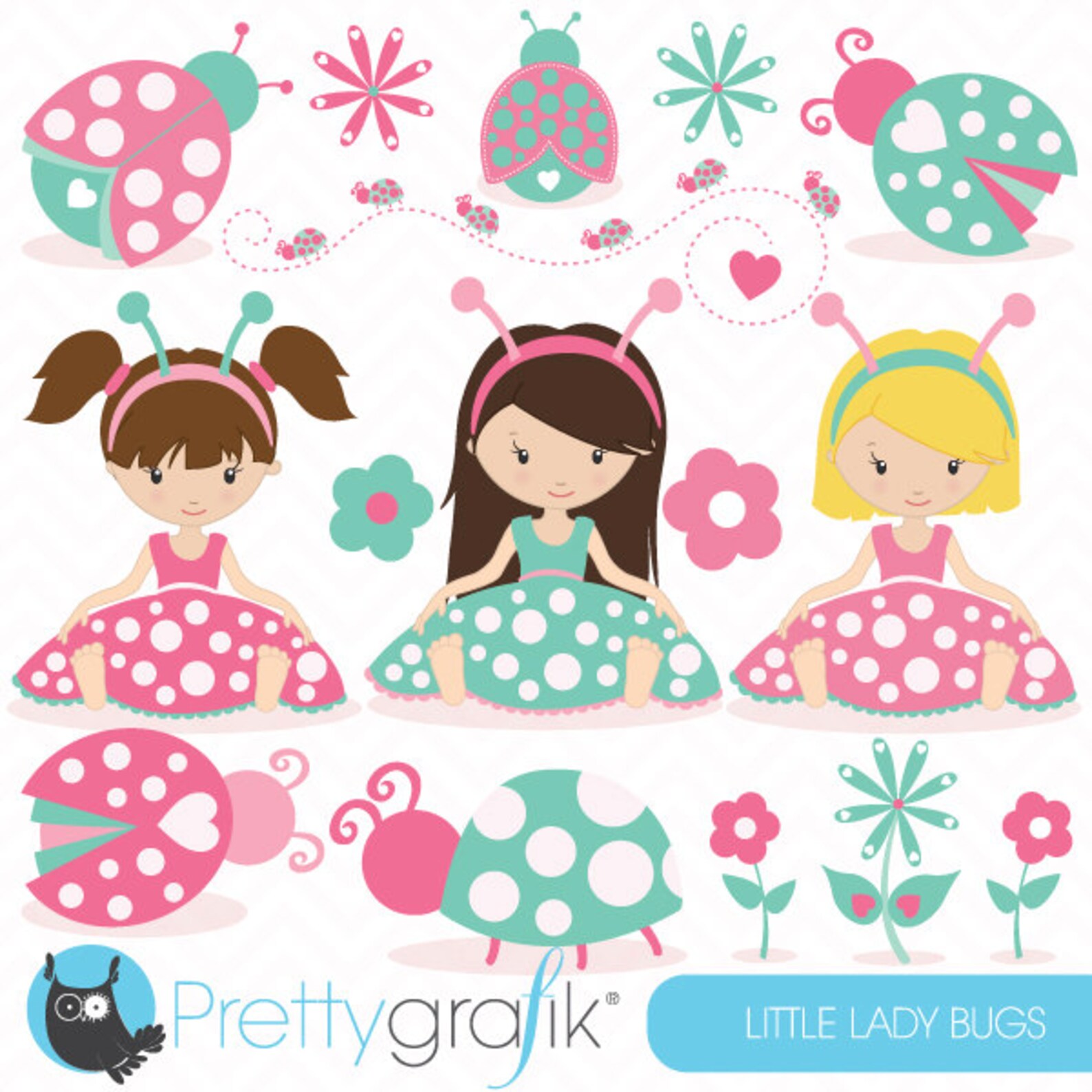 Pink Ladybug Clipart Commercial Use Ladybug Vector Graphics - Etsy