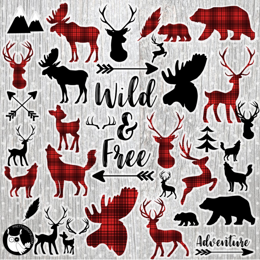 Lumberjack Clipart Commercial Use, Deer Vector Graphics, Buffalo Plaid ...