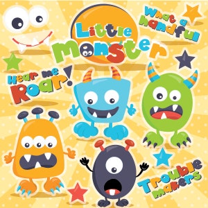Monster Clipart Commercial Use, Monsters Vector Graphics, Monster Paper ...