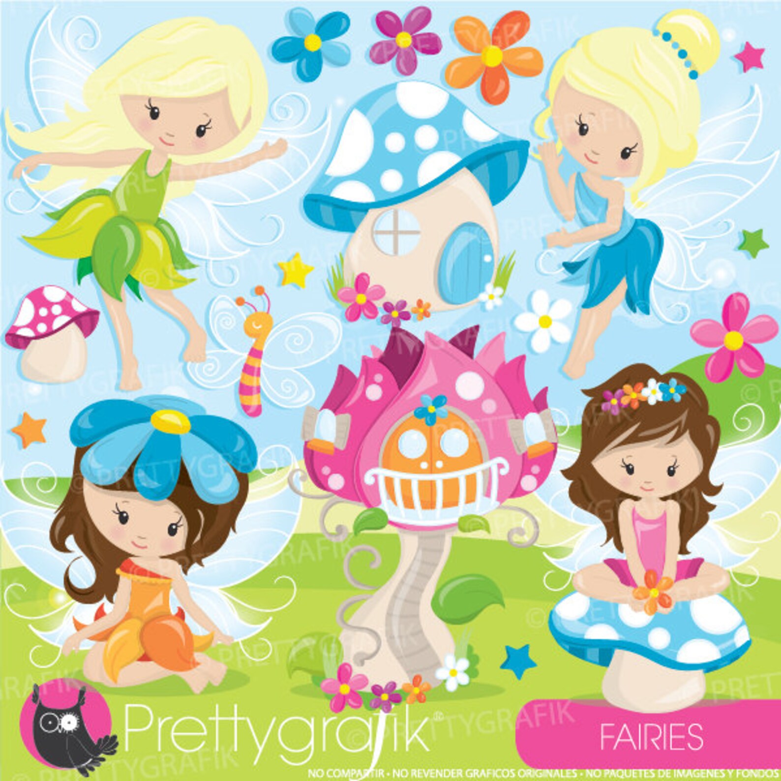 Fairy Clipart Commercial Use Fairies Vector Graphics - Etsy