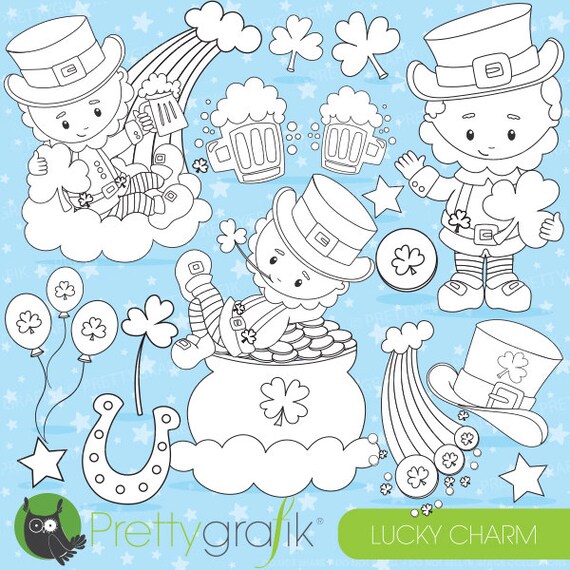 St-patrick Stamps Commercial Use Leprechaun Graphics Digital - Etsy