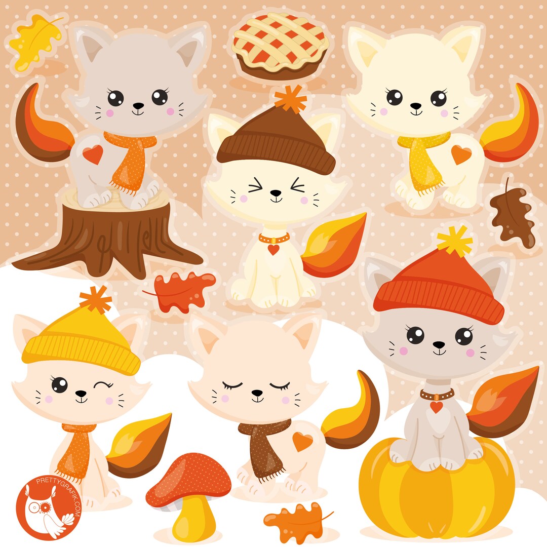 Fall Cats, Clipart, Clipart Commercial Use, Vector Graphics, Clip Art ...
