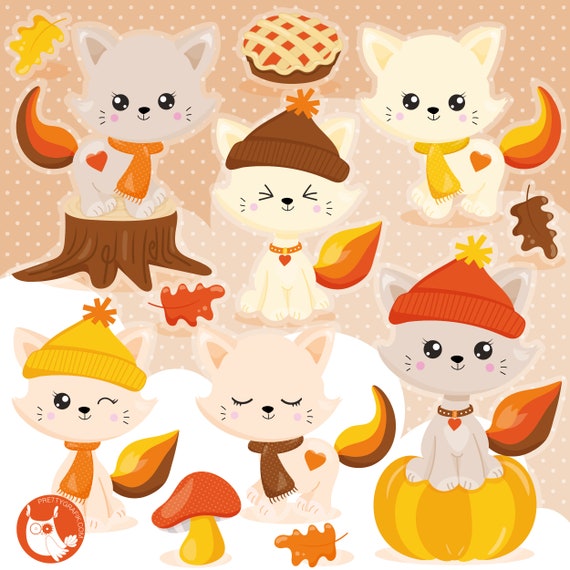 Fall Cats, clipart, clipart commercial use, vector graphics, clip art ...