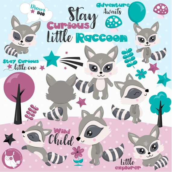 Raccoon clipart commercial use, clipart, vector graphics, digital clip ...