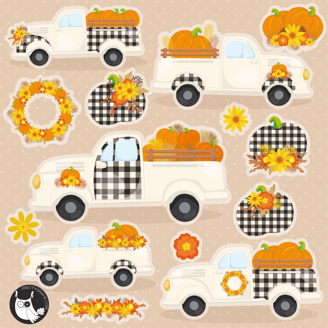 Fall Farm Truck Clipart Clipart Commercial Use Vector - Etsy