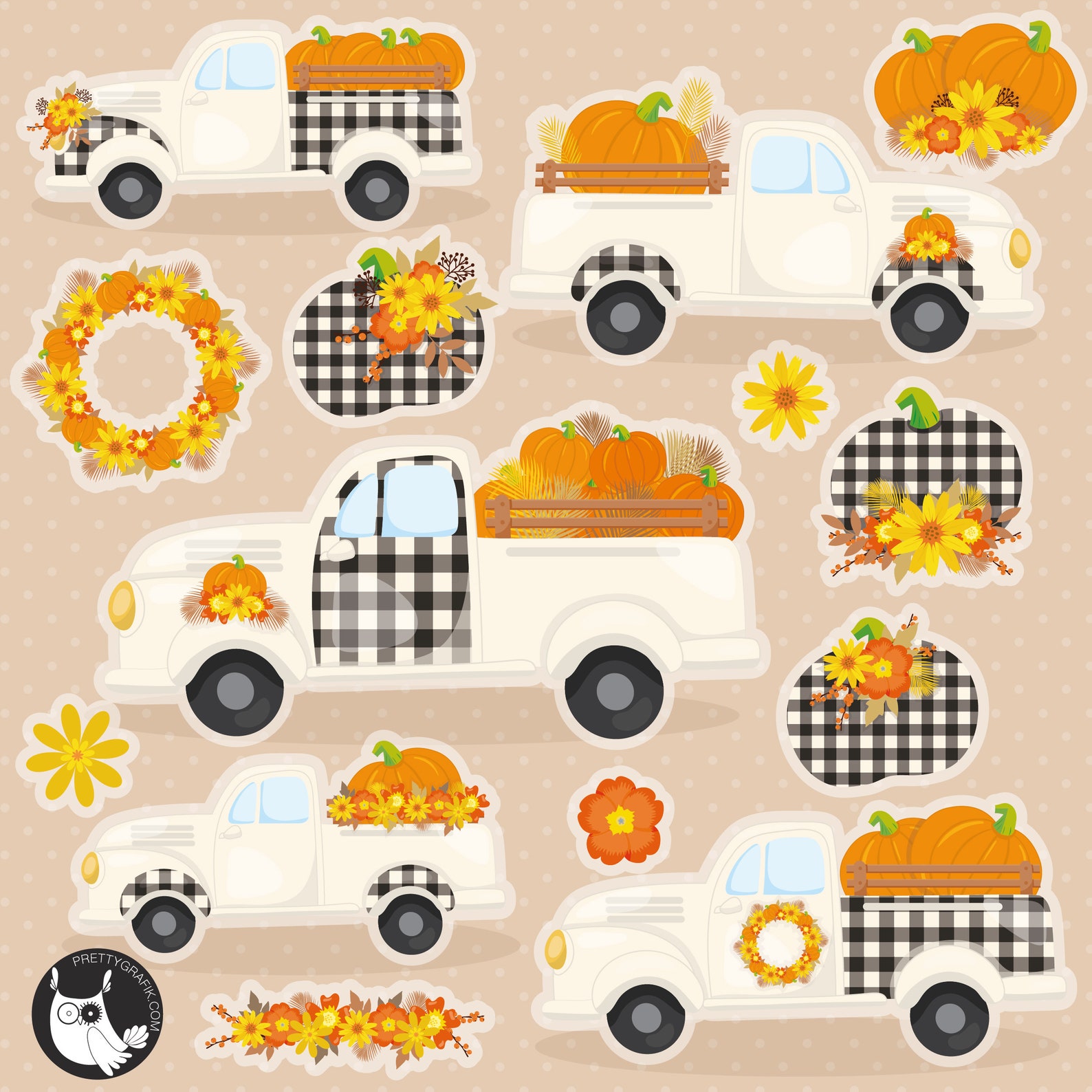 Fall Farm Truck Clipart Clipart Commercial Use Vector | Etsy