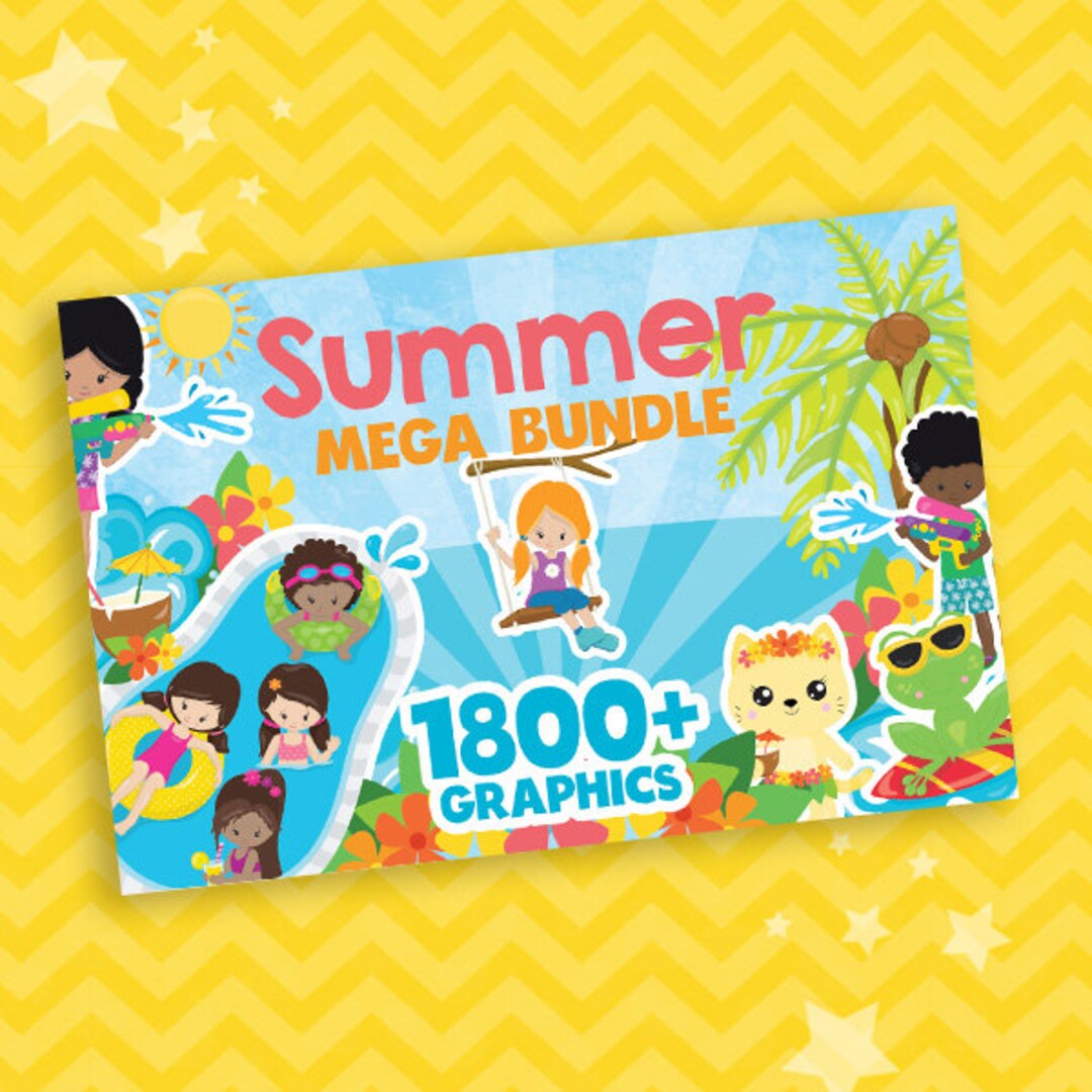 Summer Fun BUNDLE Graphic Set, Clipart Commercial Use, Fantasy Clipart ...