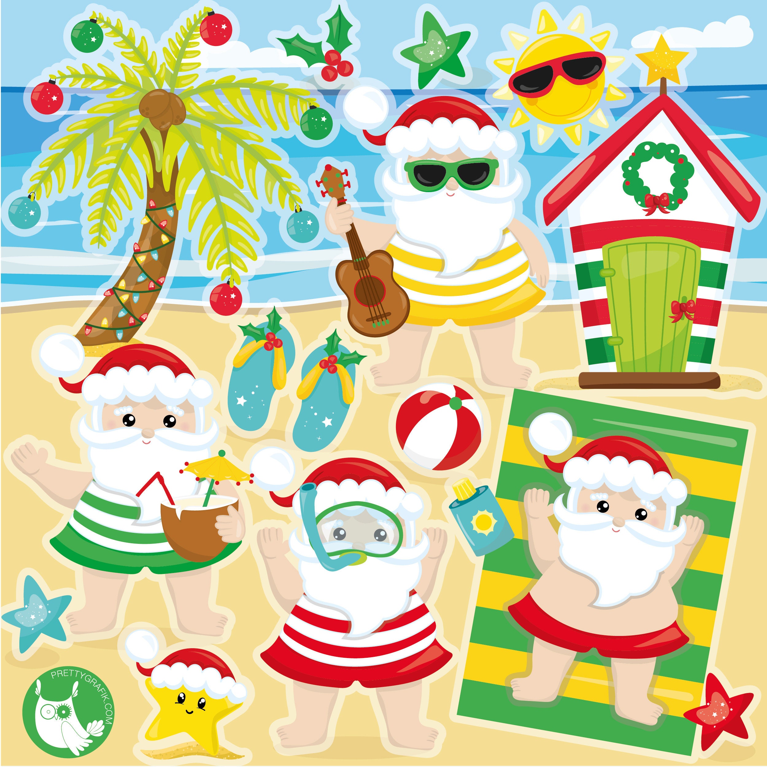 Free Santa On The Beach Clipart Maryland