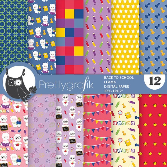 Back to School Llama, patterns, commercial use, scrapbook papers ...