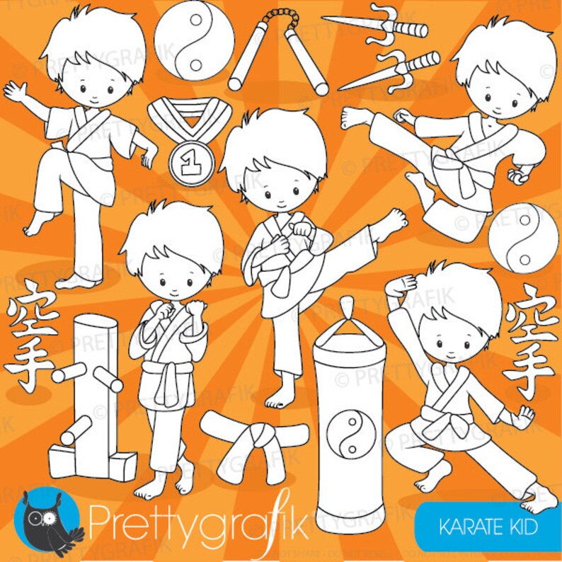 Karate Kid Digital Stamp Commercial Use Vector Graphics - Etsy