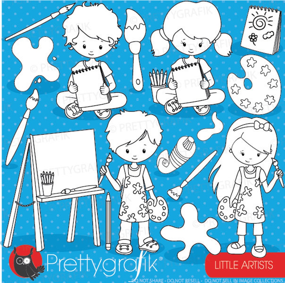 Little Artists Clipart Clipart Commercial Use Vector - Etsy