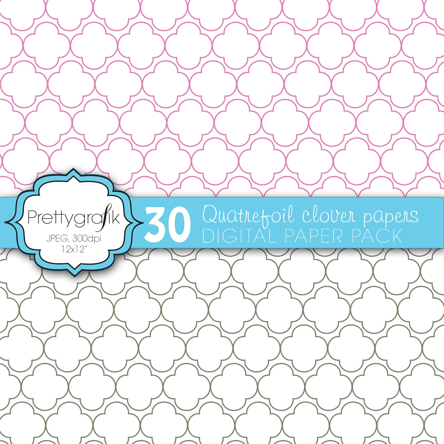 Quatrefoil Clover Digital Paper Commercial Use Scrapbook - Etsy