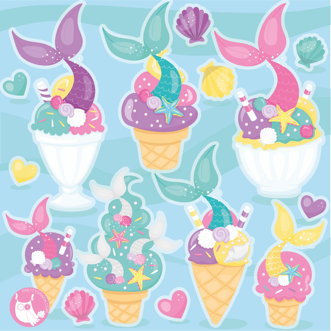 Mermaid Ice Cream, Clipart, Clipart Commercial Use, Vector Graphics ...