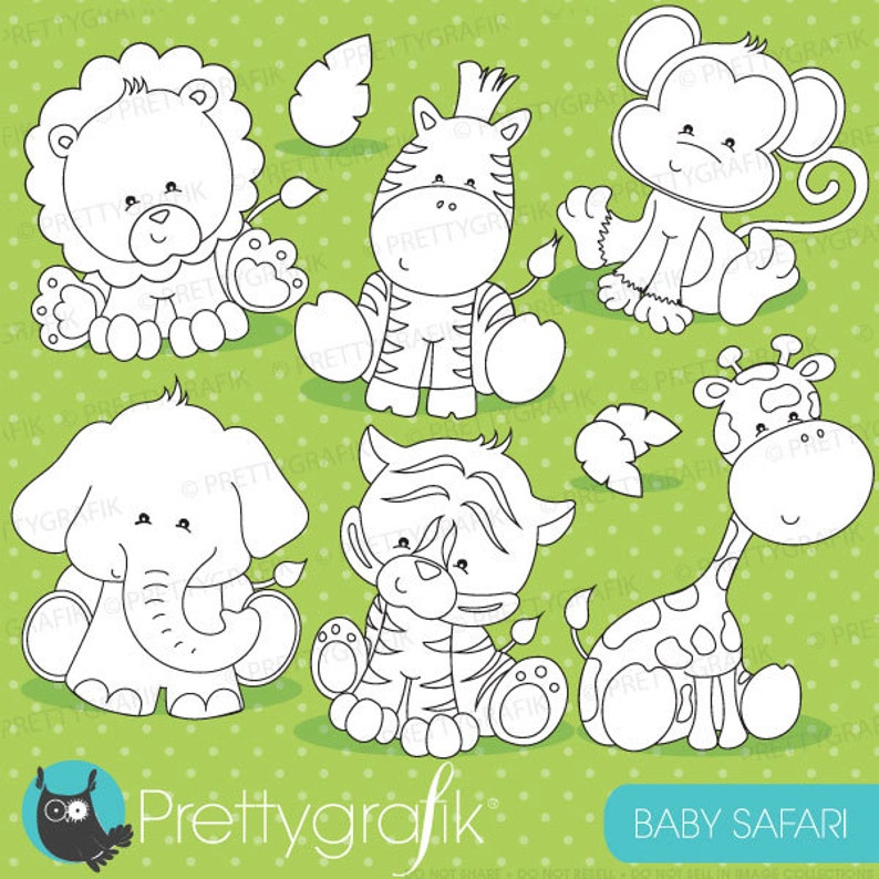Baby Safari Digital Stamp Commercial Use Vector Graphics - Etsy