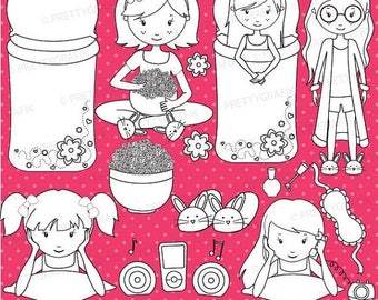 Sleepover clip art | Etsy