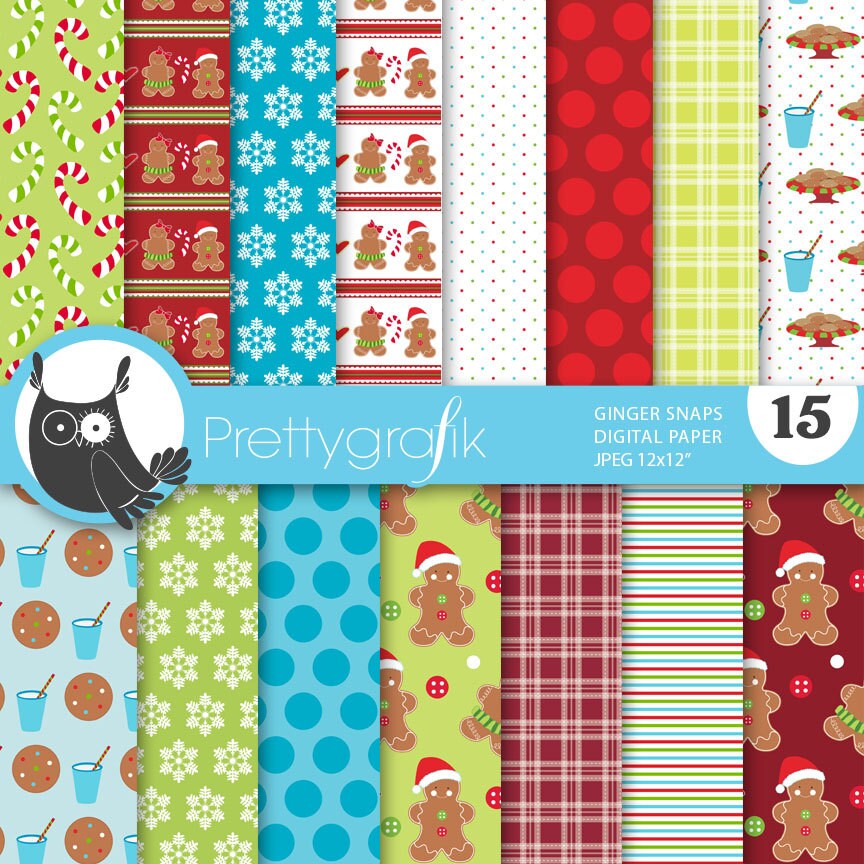 Christmas Gingerbread Digital Paper Commercial Use Scrapbook | Etsy