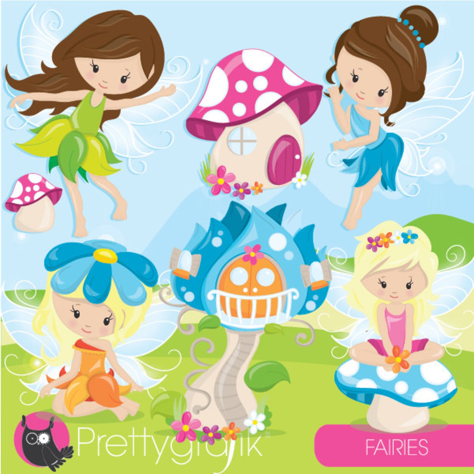 Fairy Clipart Commercial Use Fairies Vector Graphics - Etsy