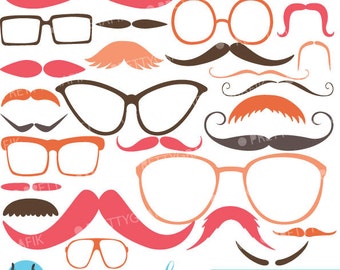 Mustache Clipart Digital Clip Art Moustache Props - Etsy