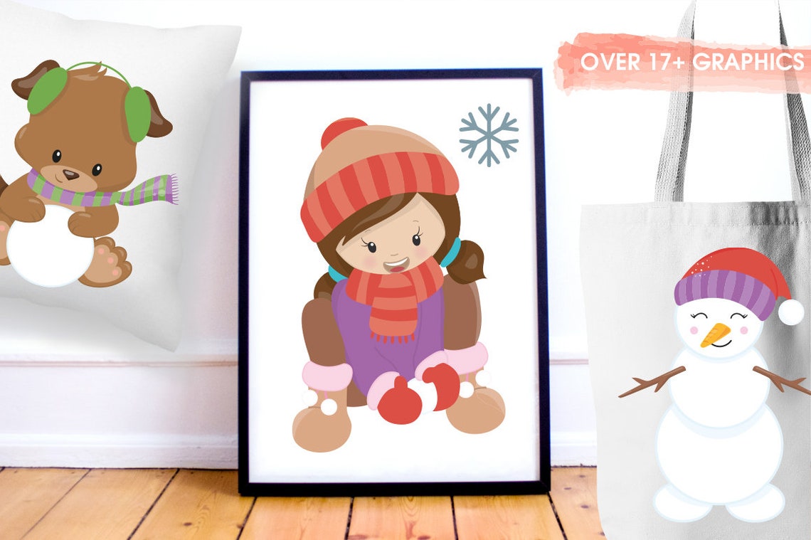 Winter Fun Clipart Clipart Commercial Use Vector Graphics - Etsy
