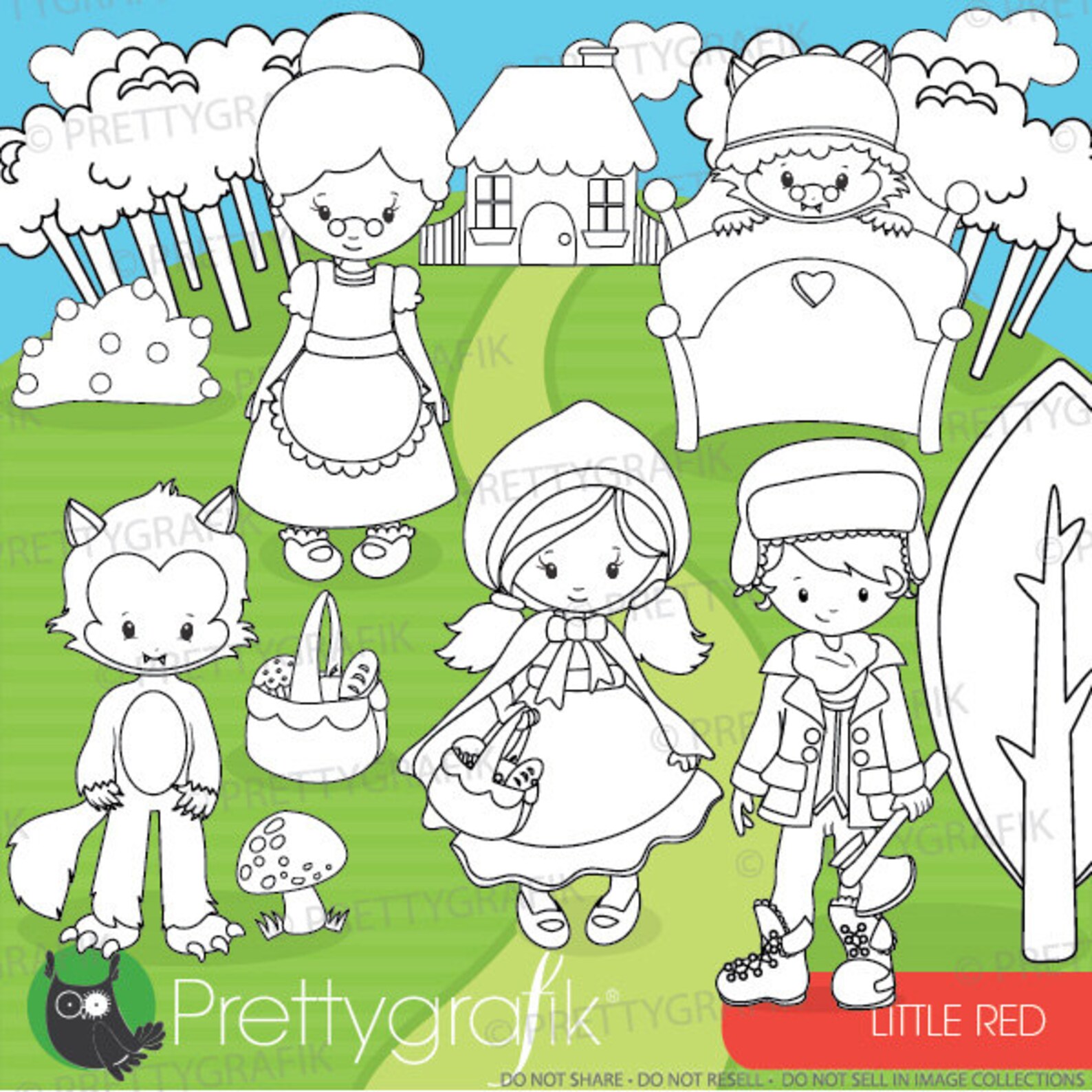 Little Red Digital Stamp Commercial Use Vector Graphics - Etsy