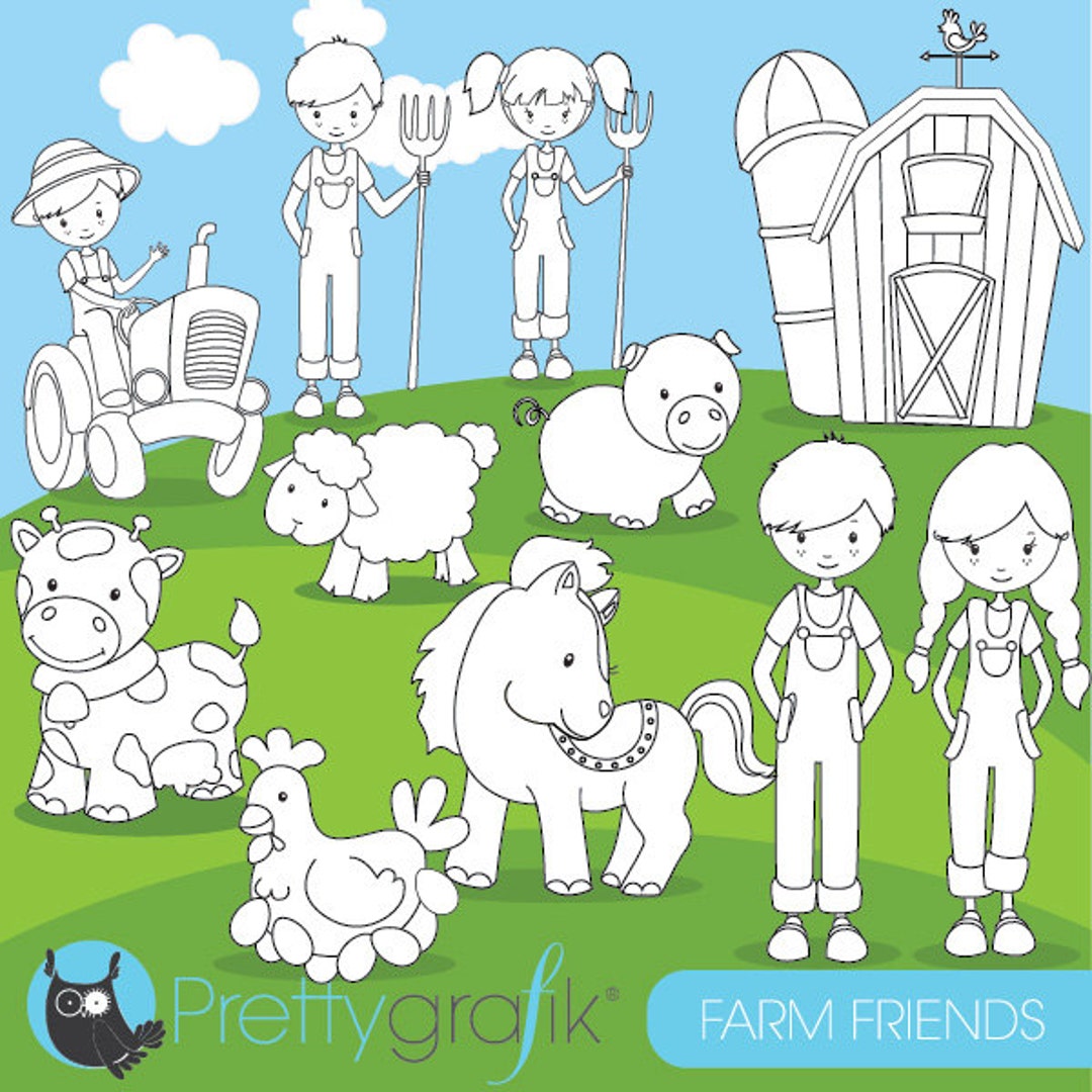 Farm Animals Easter Stamps Commercial Use, Barn, Graphics, Digital Clip ...