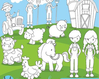Farm Animals Digital Stamps - Etsy