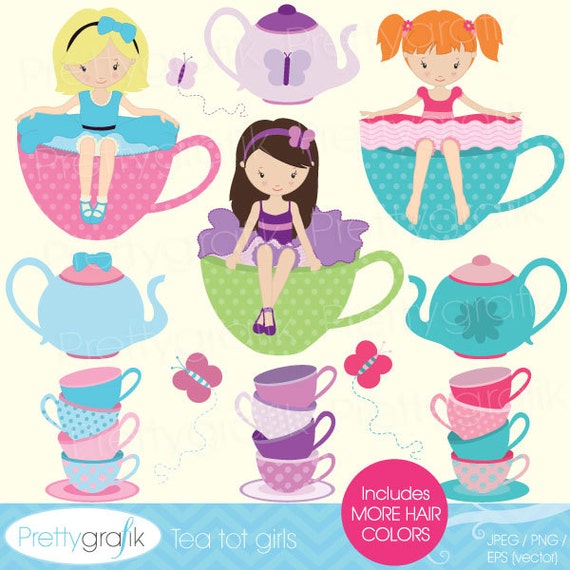 tea party clipart for scrapbooking, commercial use, vector graphics ...