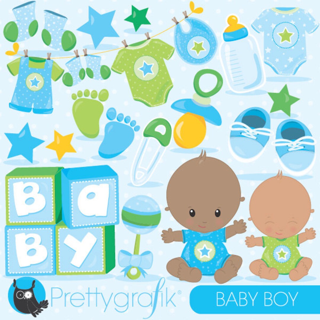 Baby Boyclipart Commercial Use, Baby Shower Vector Graphics, Blue ...
