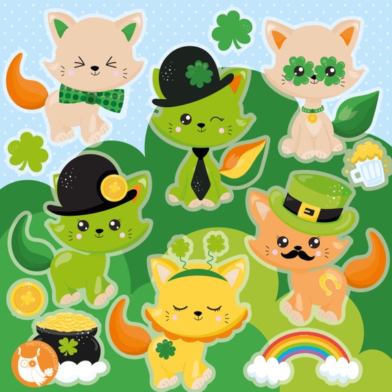St. Patrick Cat, clipart, clipart commercial use, vector graphics, clip ...