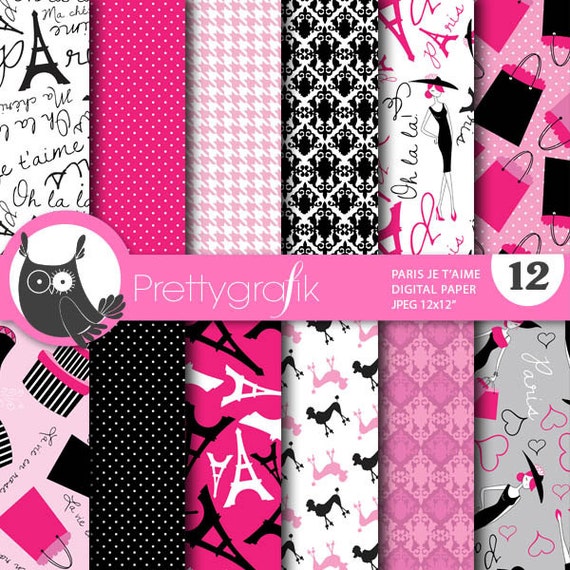Paris digital paper, commercial use, scrapbook patterns, background ...