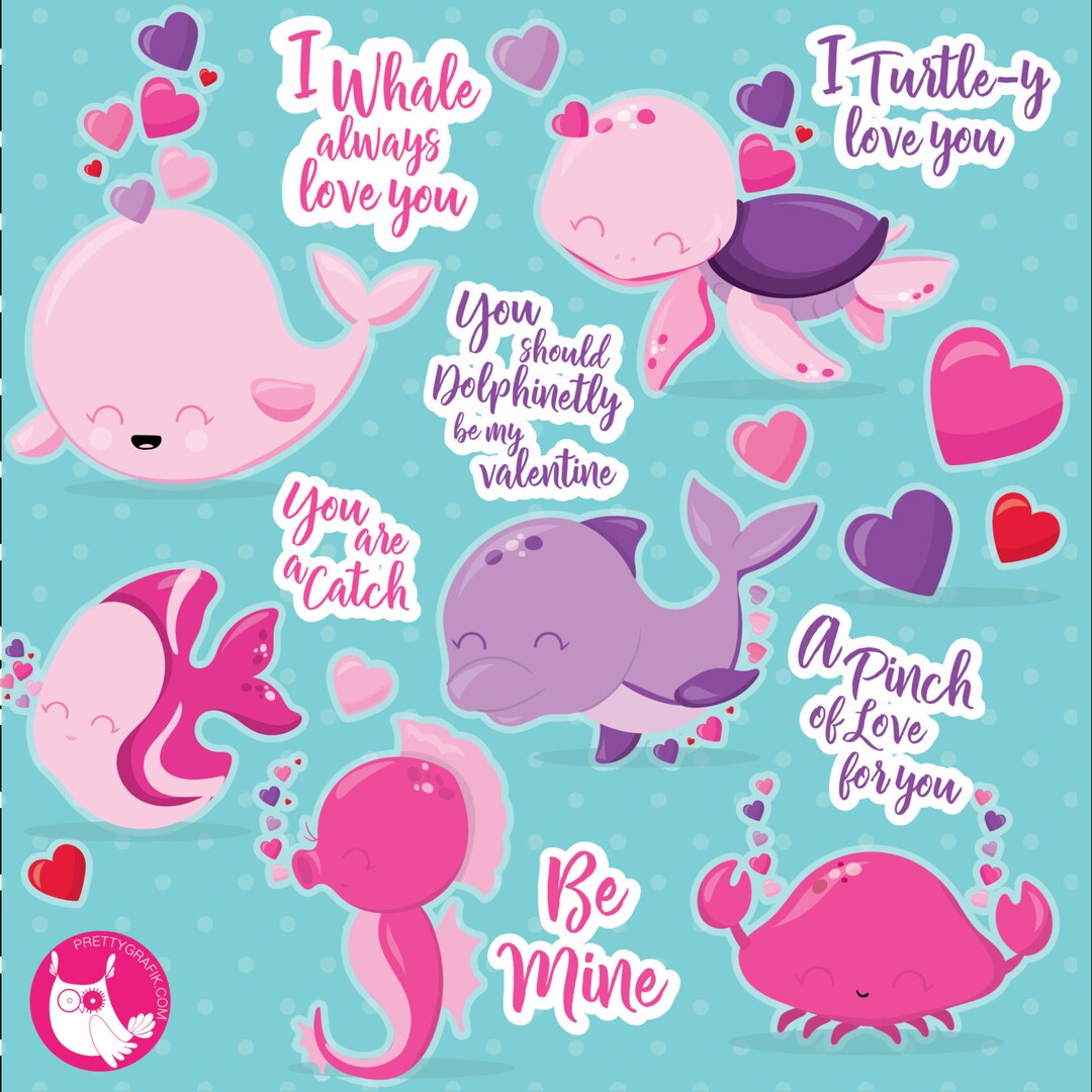 Valentine Clipart Commercial Use, Sea Animals Vector Graphics ...