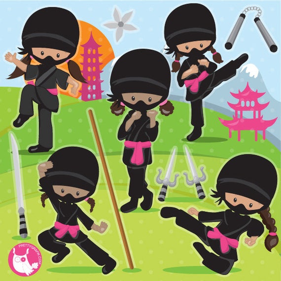 Ninja clipart commercial use, ninja girls vector graphics, karate ...