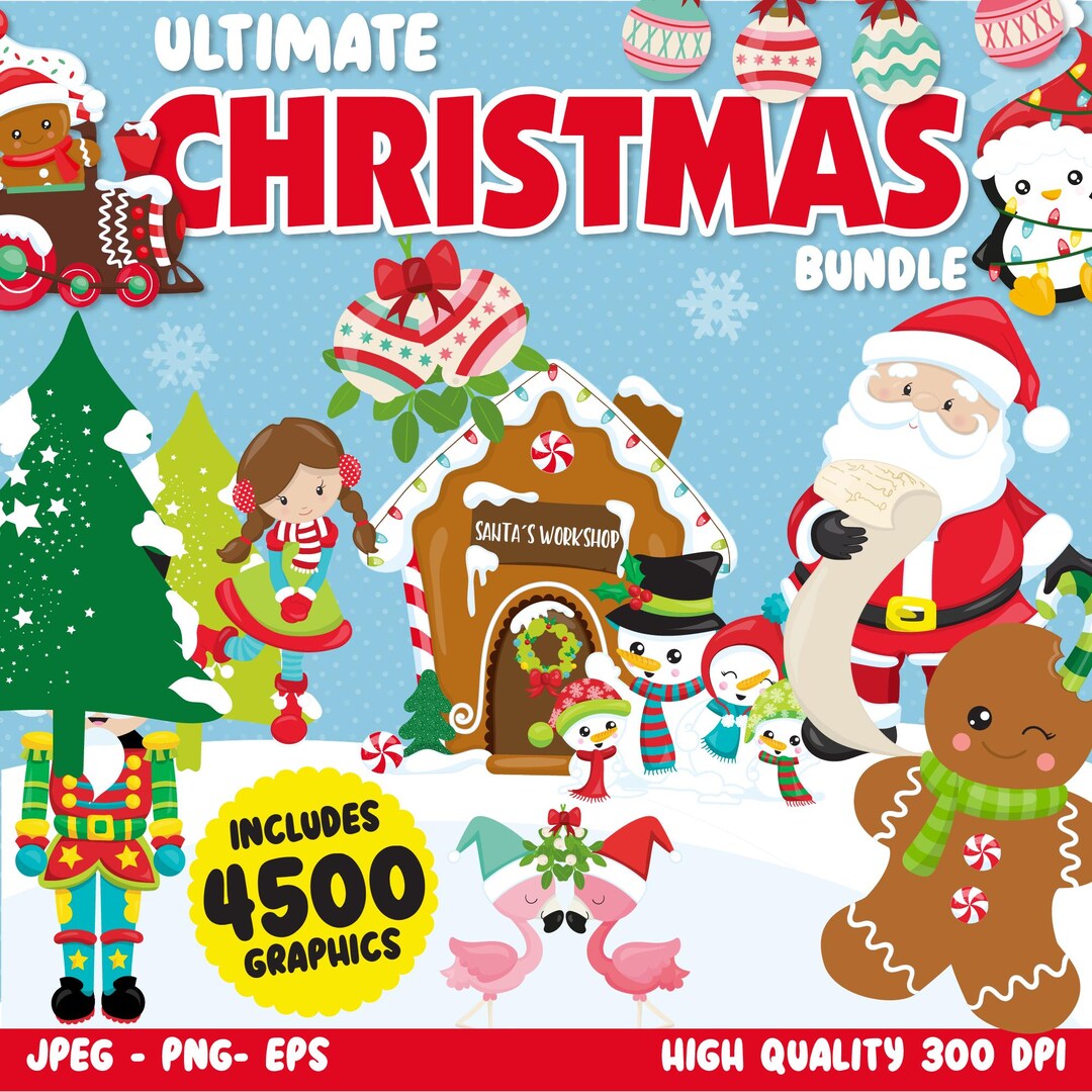 Christmas Graphics Bundle 4500 Holiday Designs Digital Clipart, Vector ...