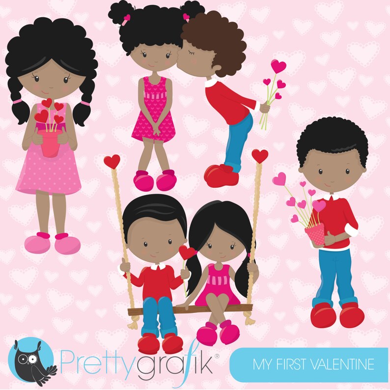 Valentine Kids Clipart Commercial Use Valentine Vector - Etsy
